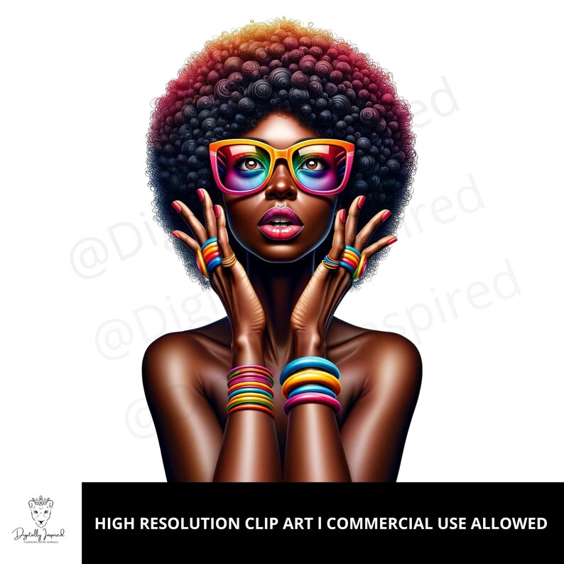 Black Women Clip Art L PNG L Commercial Use L Black Girl Art Print L Black Woman Art L Black ...