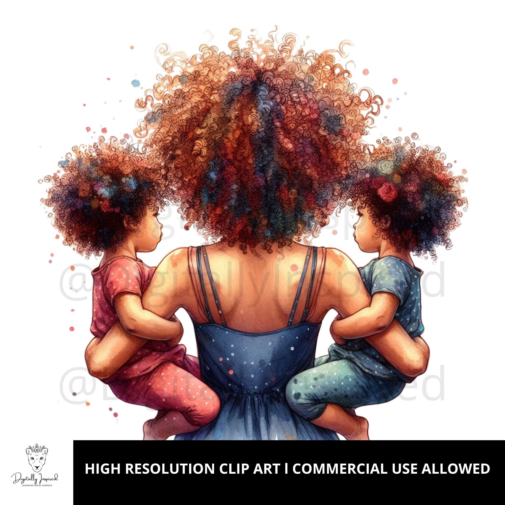 Black Women Clip Art L PNG L Commercial Use L Black Girl Art Print L Black Woman Art L Black ...