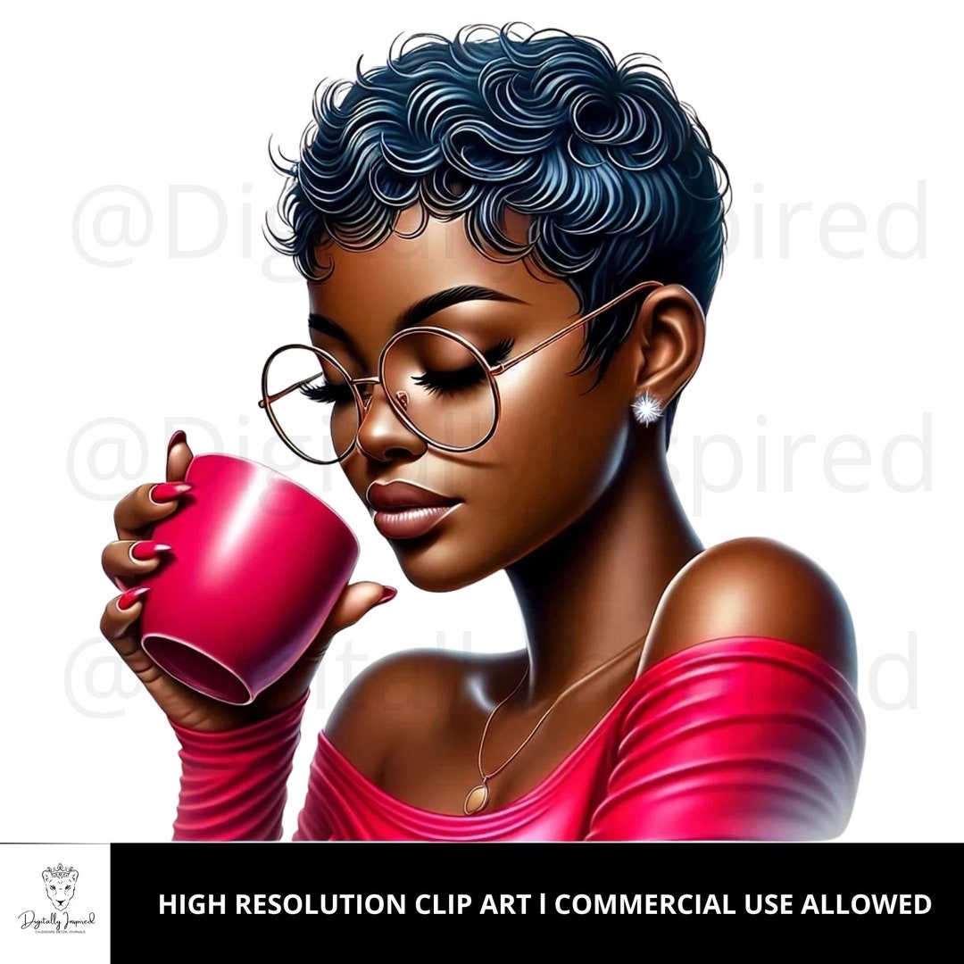 Black Women Clip Art L PNG L Commercial Use L Black Girl Art Print L ...