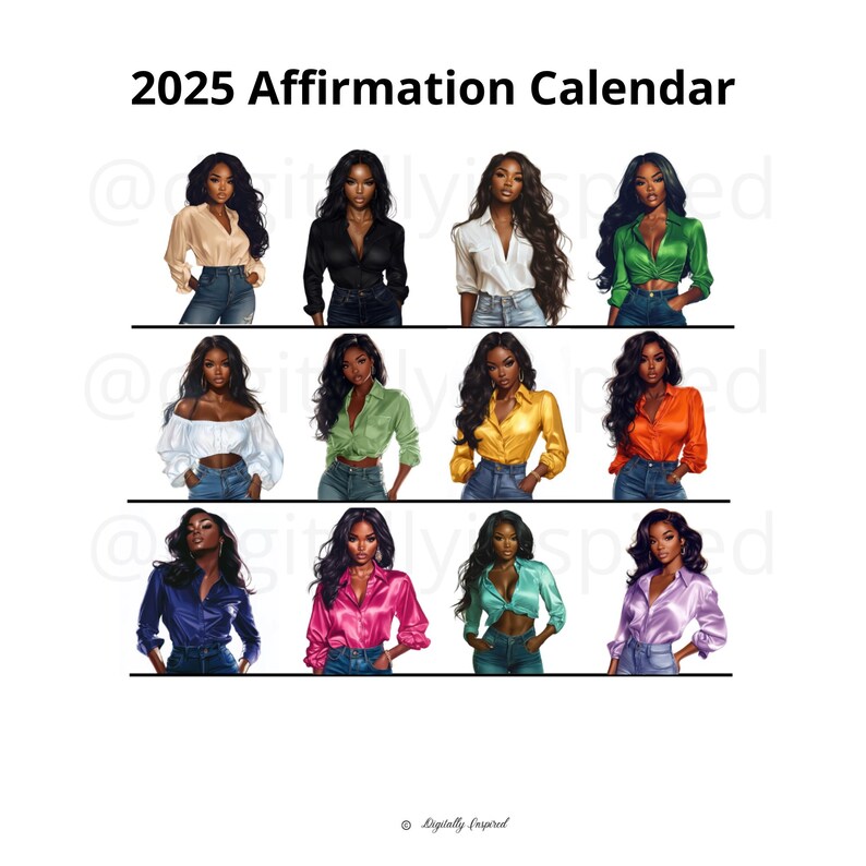 2025 Affirmation Calendar L Wall Calendar L Monthly Calendar L Black ...