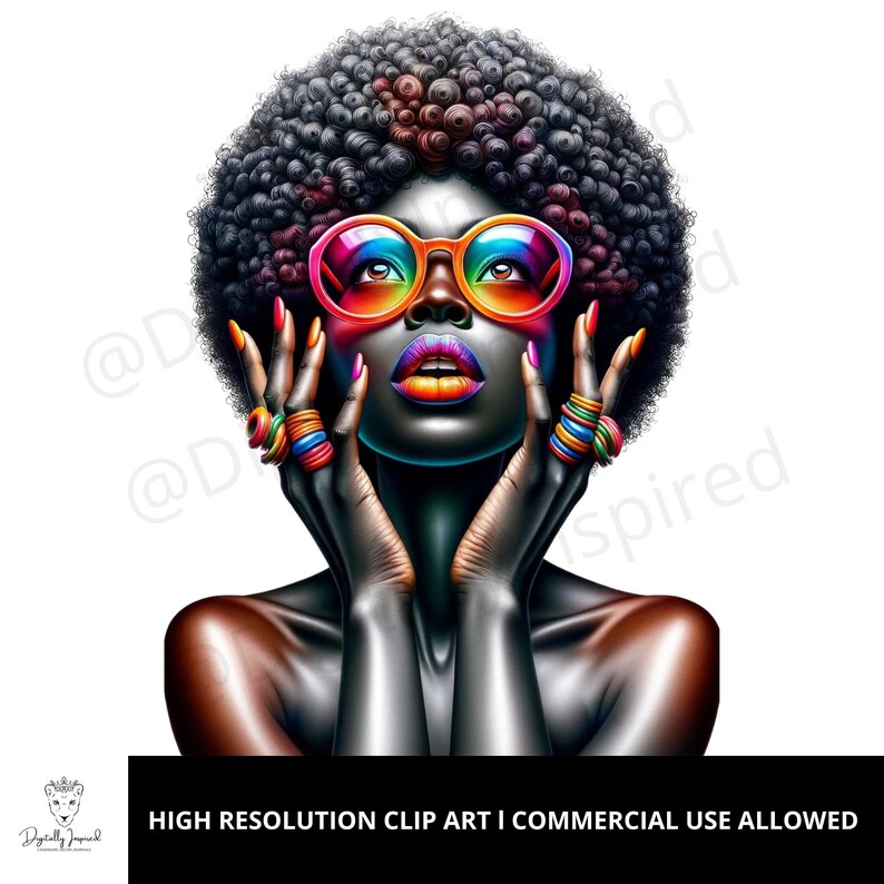 Black Women Clip Art L PNG L Commercial Use L Black Girl Art Print L Black Woman Art L Black ...