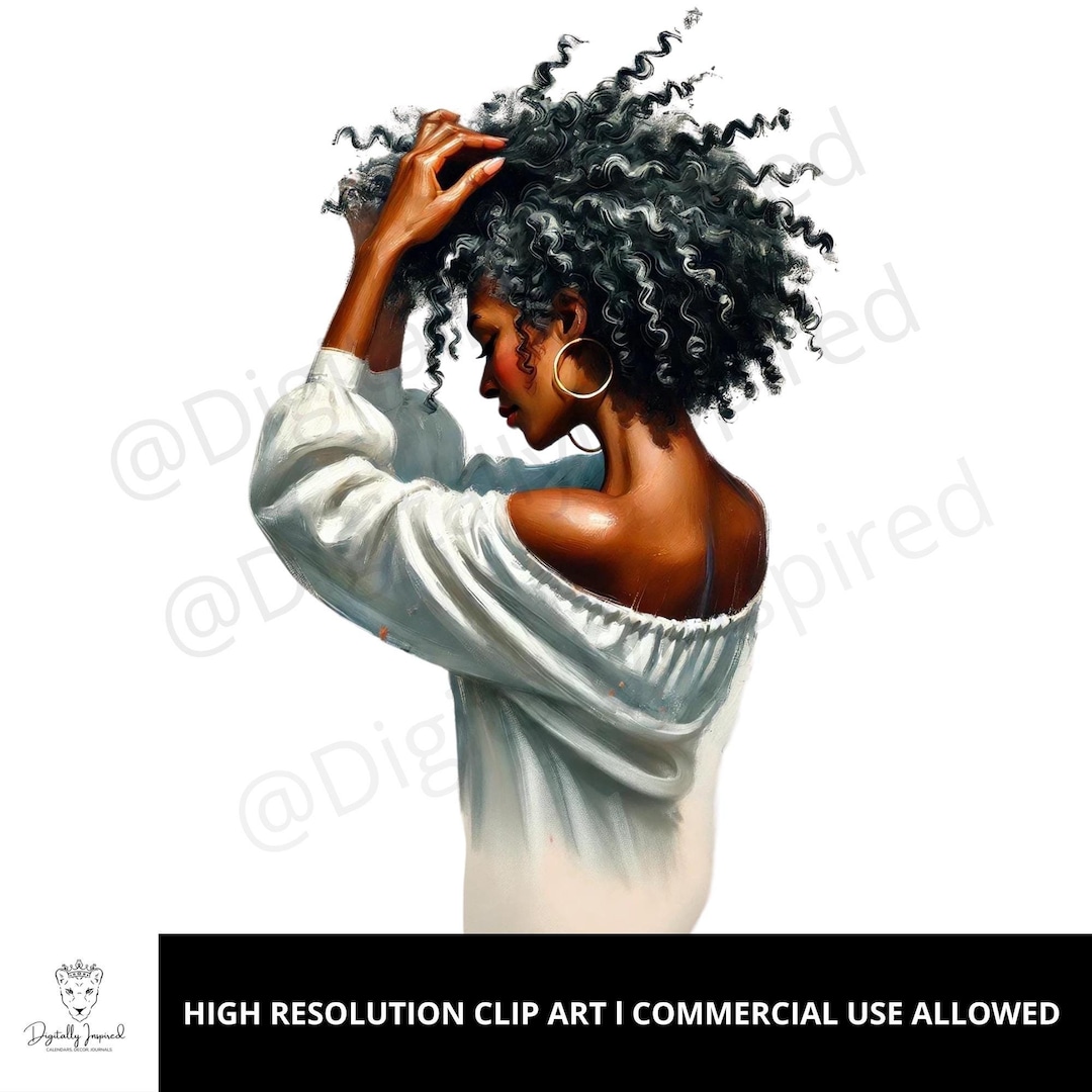 Black Women Clip Art L PNG L Commercial Use L Black Girl Art Print L ...