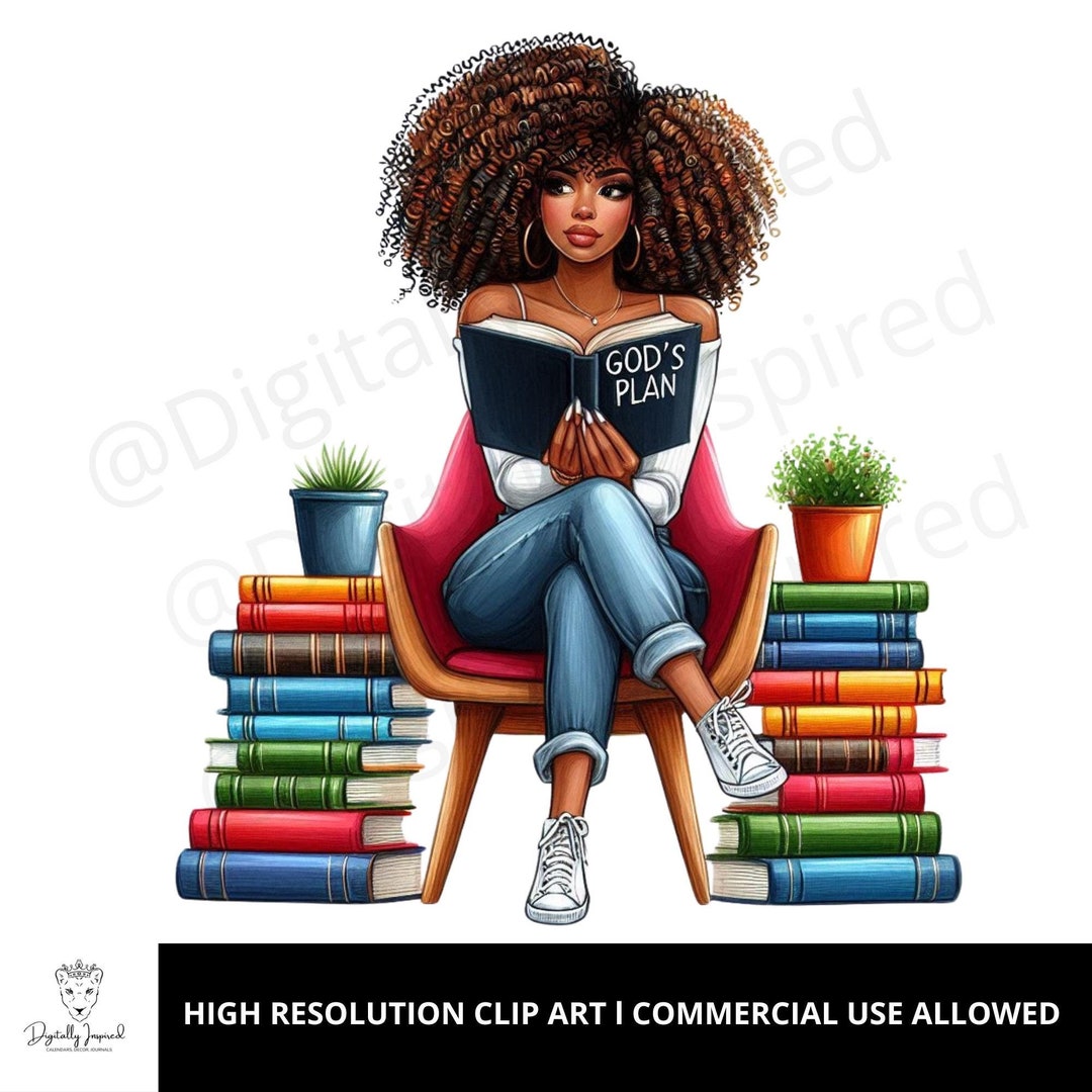 Black Women Clip Art L PNG L Commercial Use L Black Girl Art Print L ...