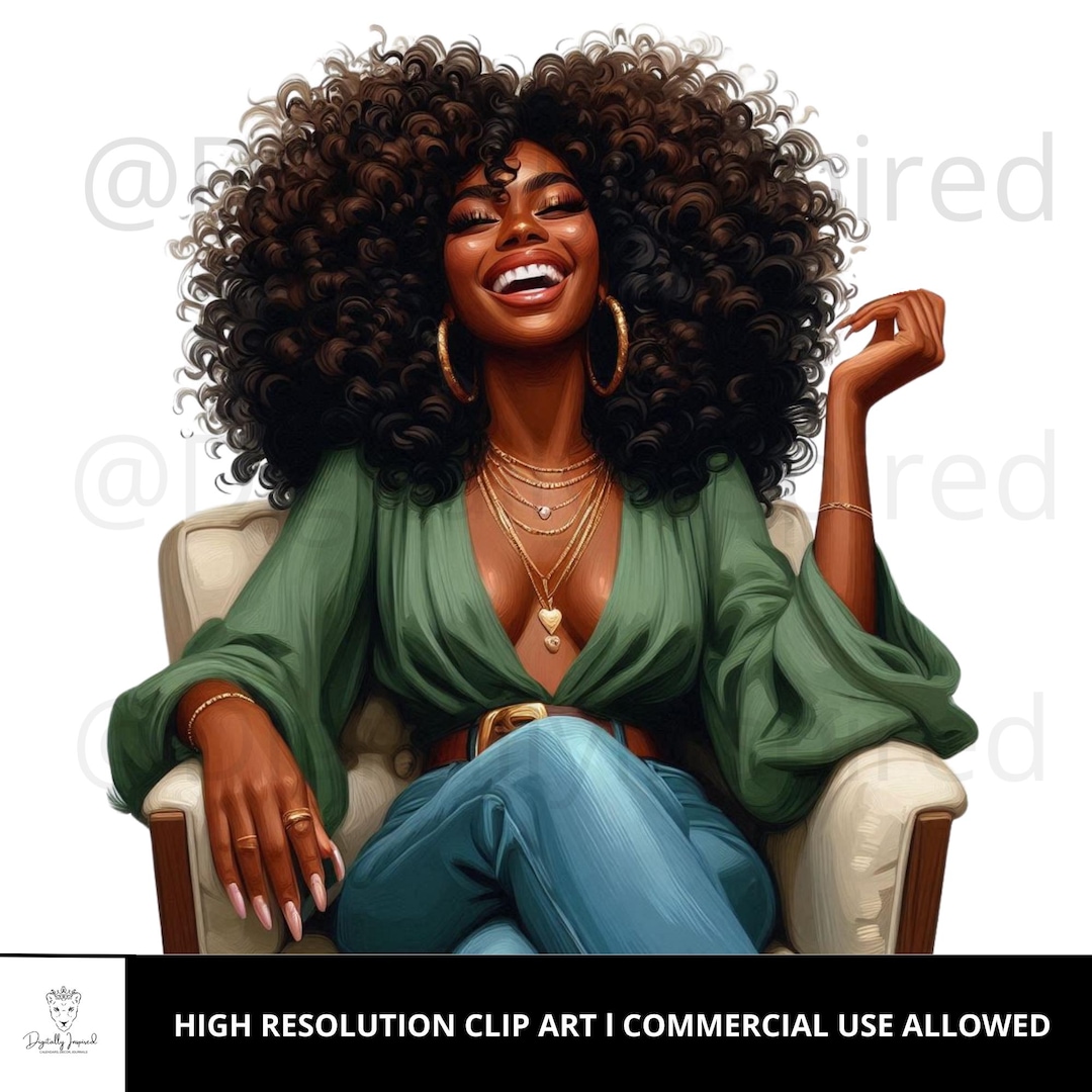 Black Women Clip Art L PNG L Commercial Use L Black Girl Art Print L Black Woman Art L Black ...