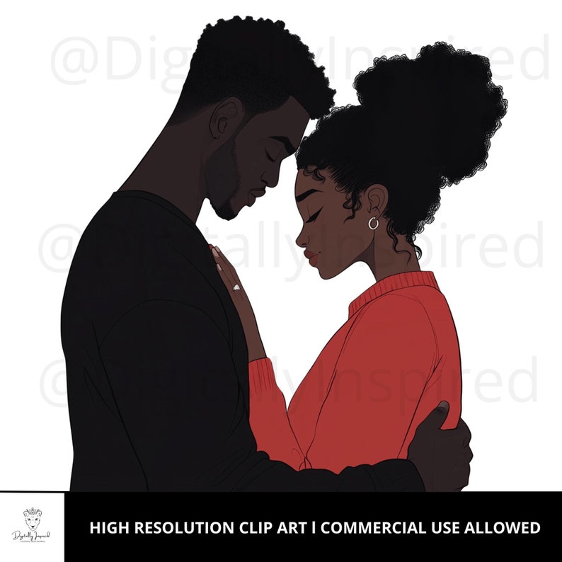 Pareja negra / PNG / Clipart de San Valentín / Amor negro l Arte ...
