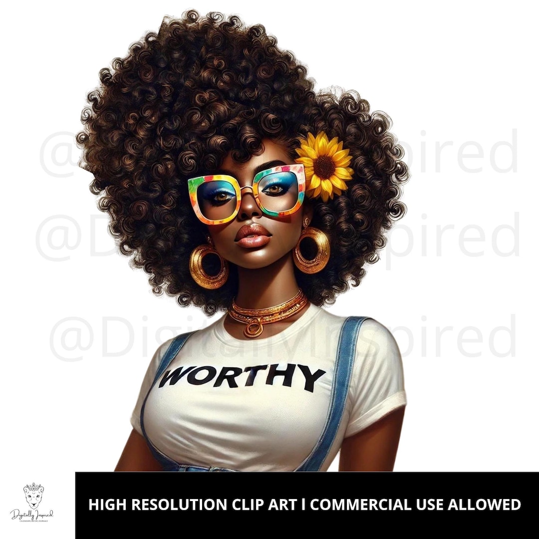 Black Women Clip Art L PNG L Commercial Use L Black Girl Art Print L ...