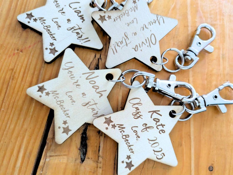 Personalized Engraved Star Keychain | Teacher Graduation Gift - Etsy ...