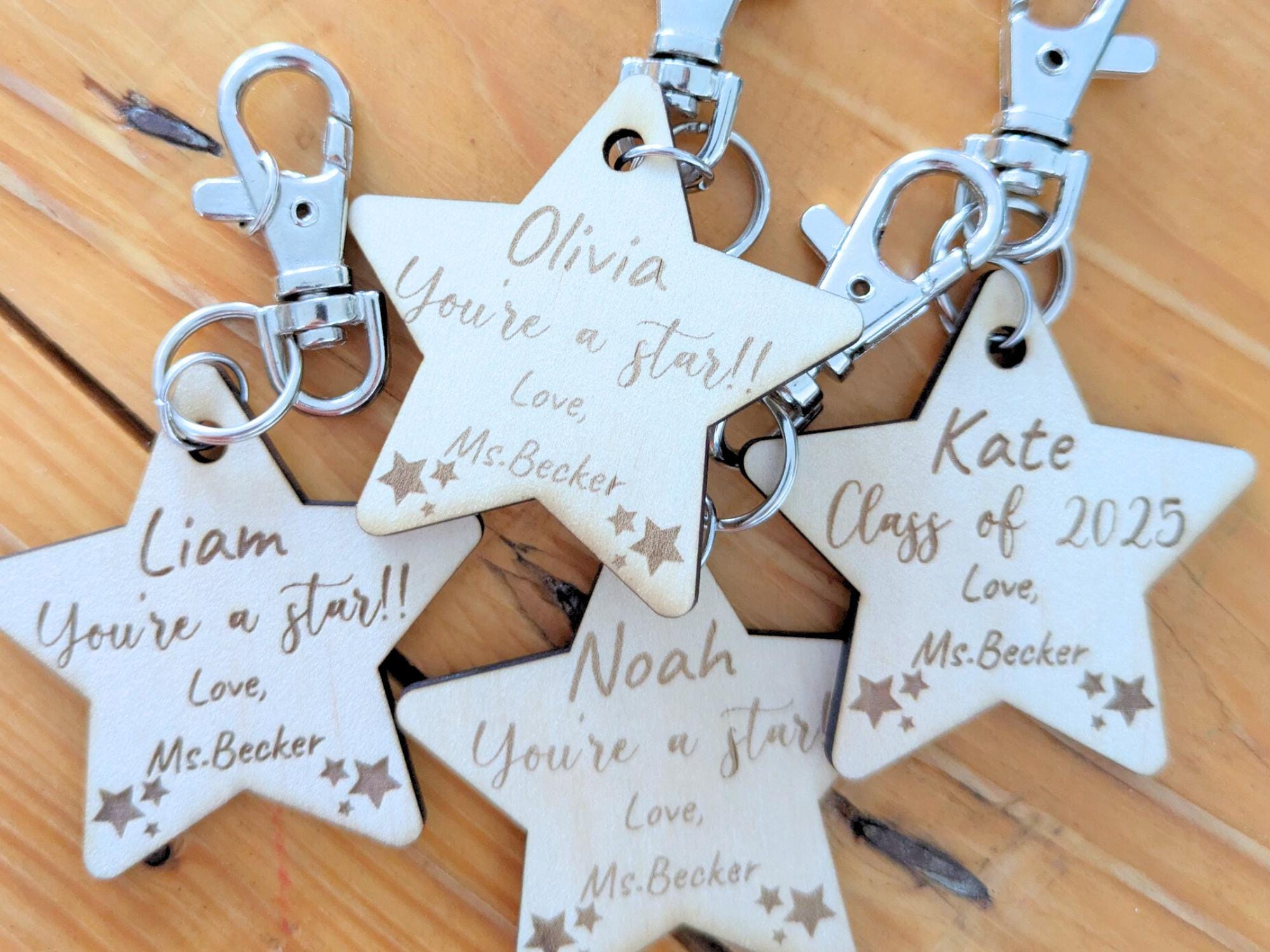 Personalized Engraved Star Keychain | Teacher Graduation Gift - Etsy ...