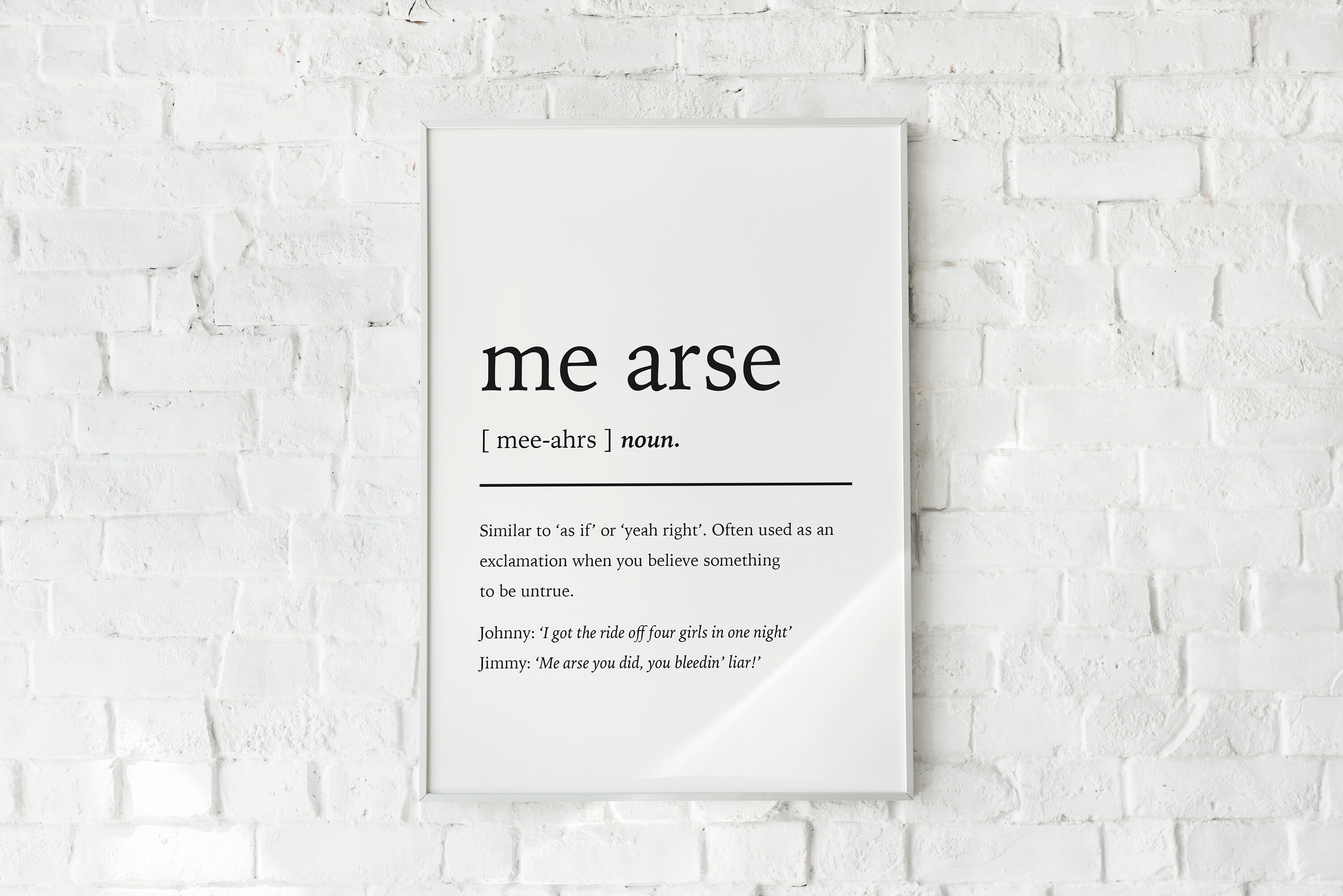 Printable Me Arse Definition Print / Norn Iron / Irish Slang - Etsy España