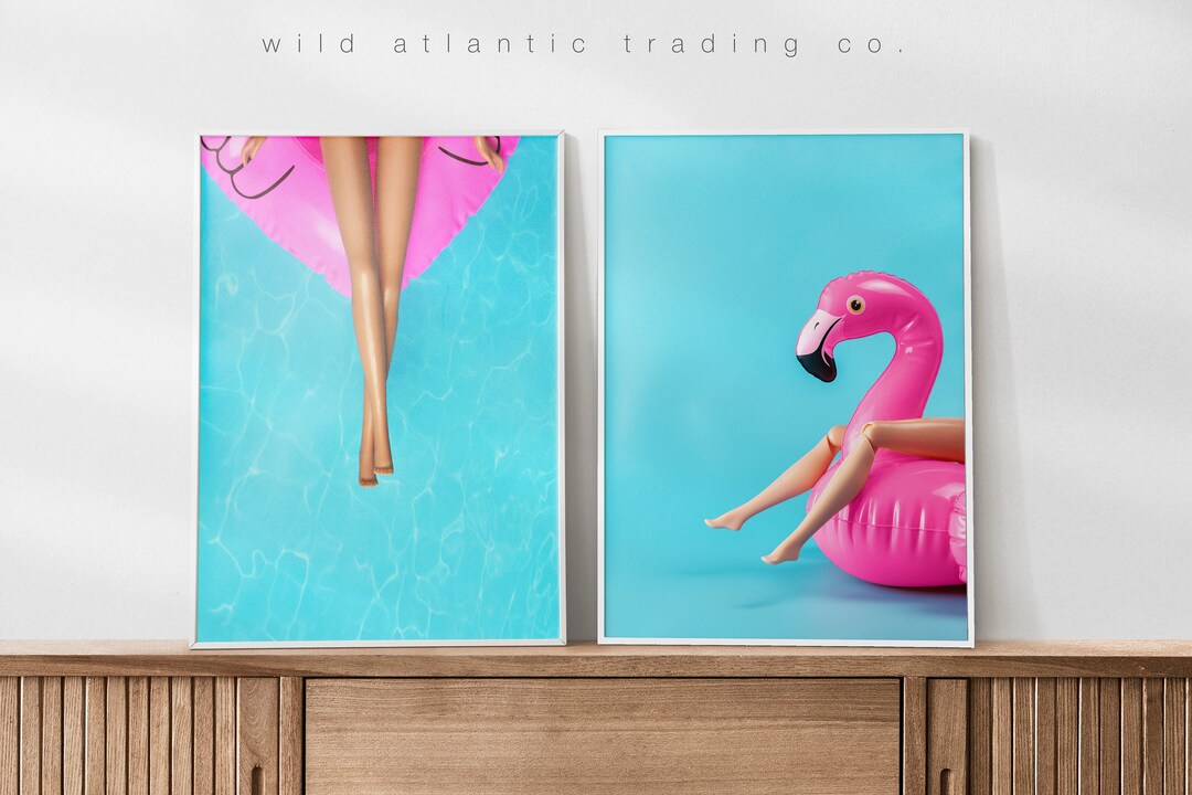 Printable Barbie Legs in Pool With Inflatable Flamingo | Set of 2 ...