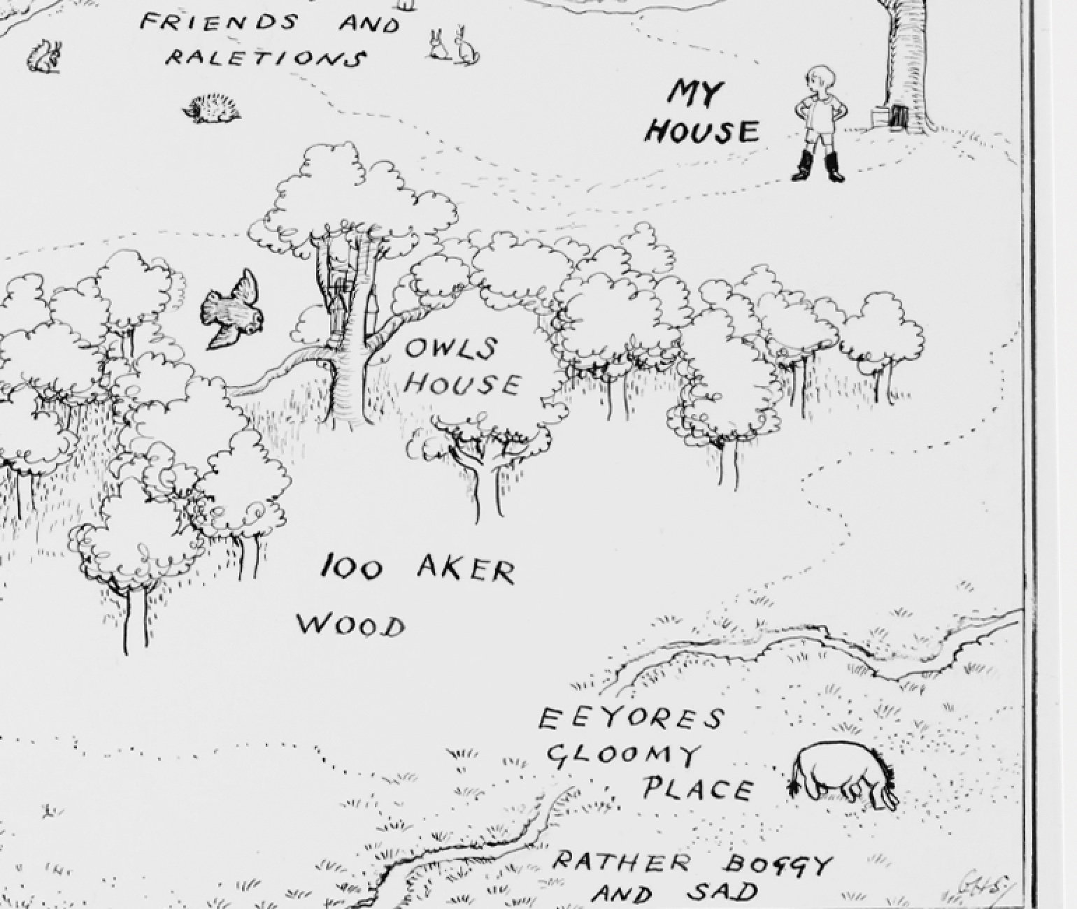 Printable Hundred Acre Woods Map in Antique & in White - Etsy