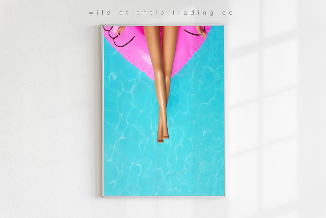 Printable Barbie Legs in Pool With Inflatable Flamingo Poster, Digital ...
