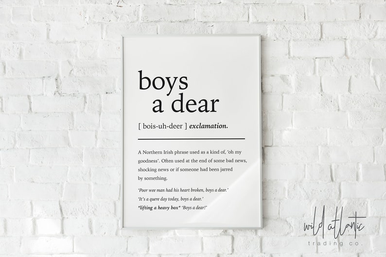 Printable Boys a Dear Definition Print | Norn Iron / Irish Slang ...