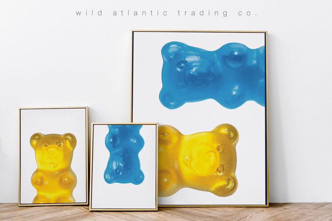Printable Set of 3 Yellow & Sky Blue Gummy Bear Poster Gummy Bears ...