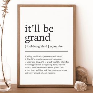 Printable It'll Be Grand Definition Print Norn Iron Definition, Irish ...