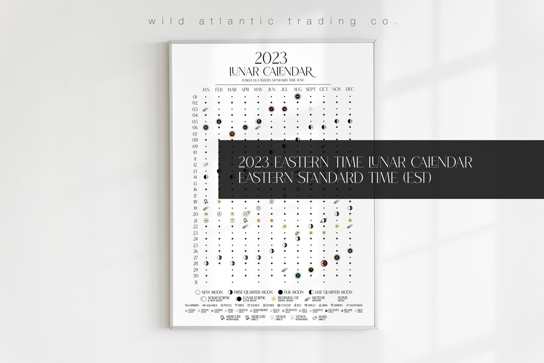 Printable 2023 Eastern Time Lunar Calendar | EST Time | 2023 Moon ...