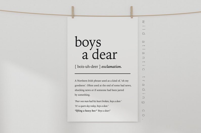 Printable Boys a Dear Definition Print | Norn Iron / Irish Slang ...