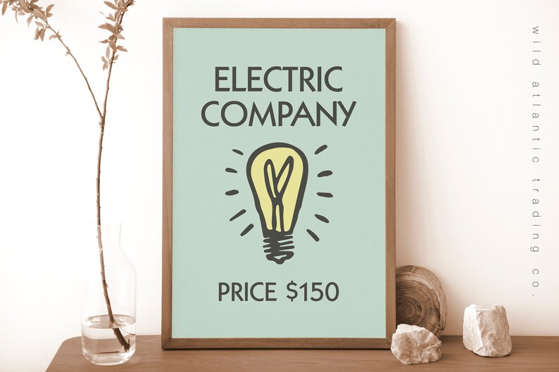 Printable Monopoly Inspired Electric Company Retro Print - Etsy