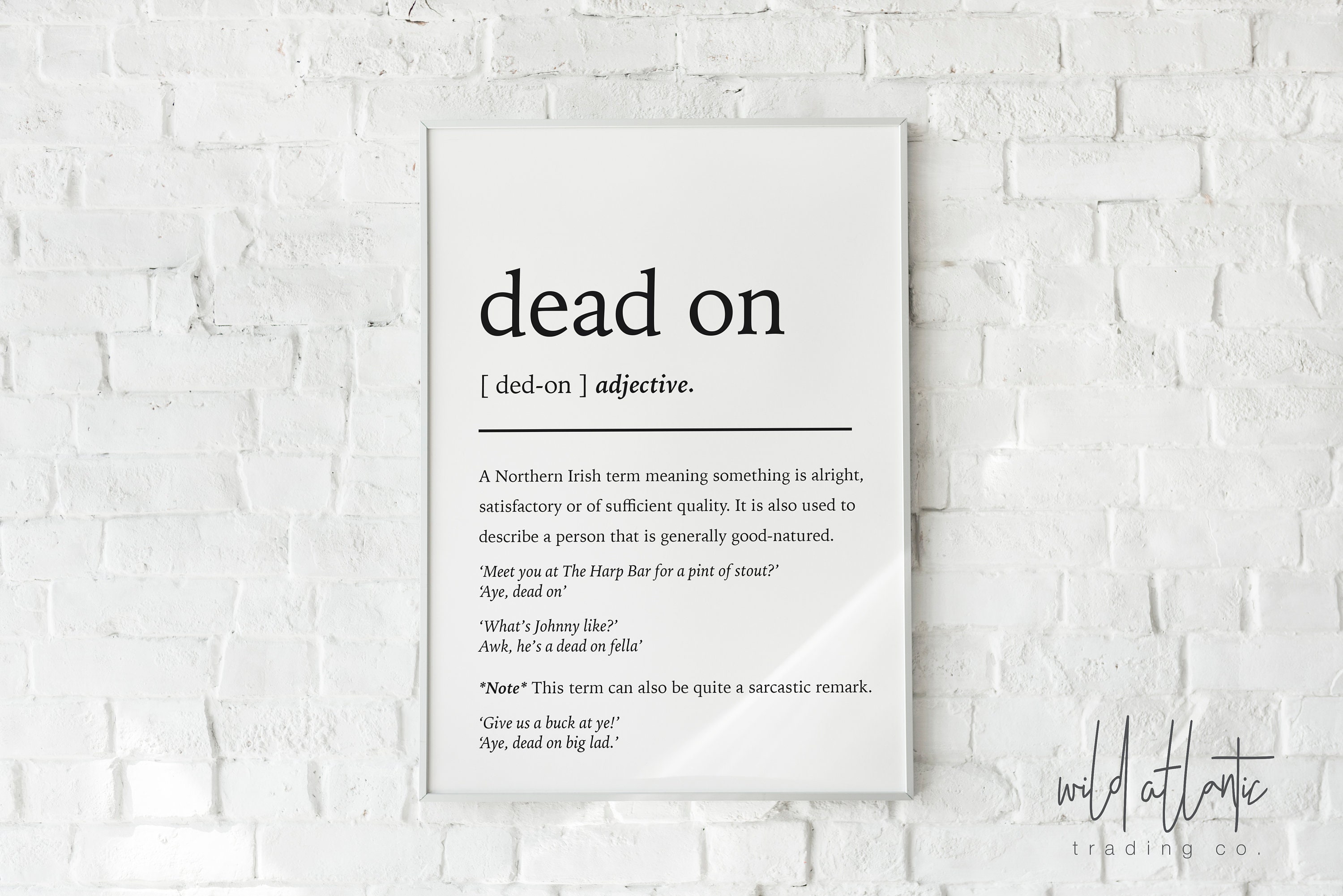 Printable Dead on Definition Print / Norn Iron / Irish Slang | Etsy