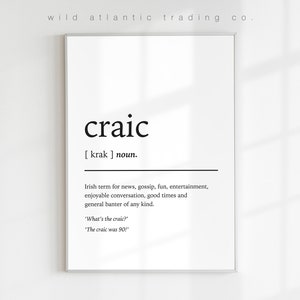 Printable Craic Definition Print Norn Iron / Irish Slang, Sayings Print ...