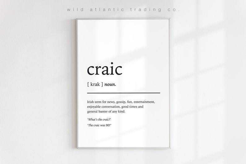 Printable Craic Definition Print Norn Iron / Irish Slang, Sayings Print ...