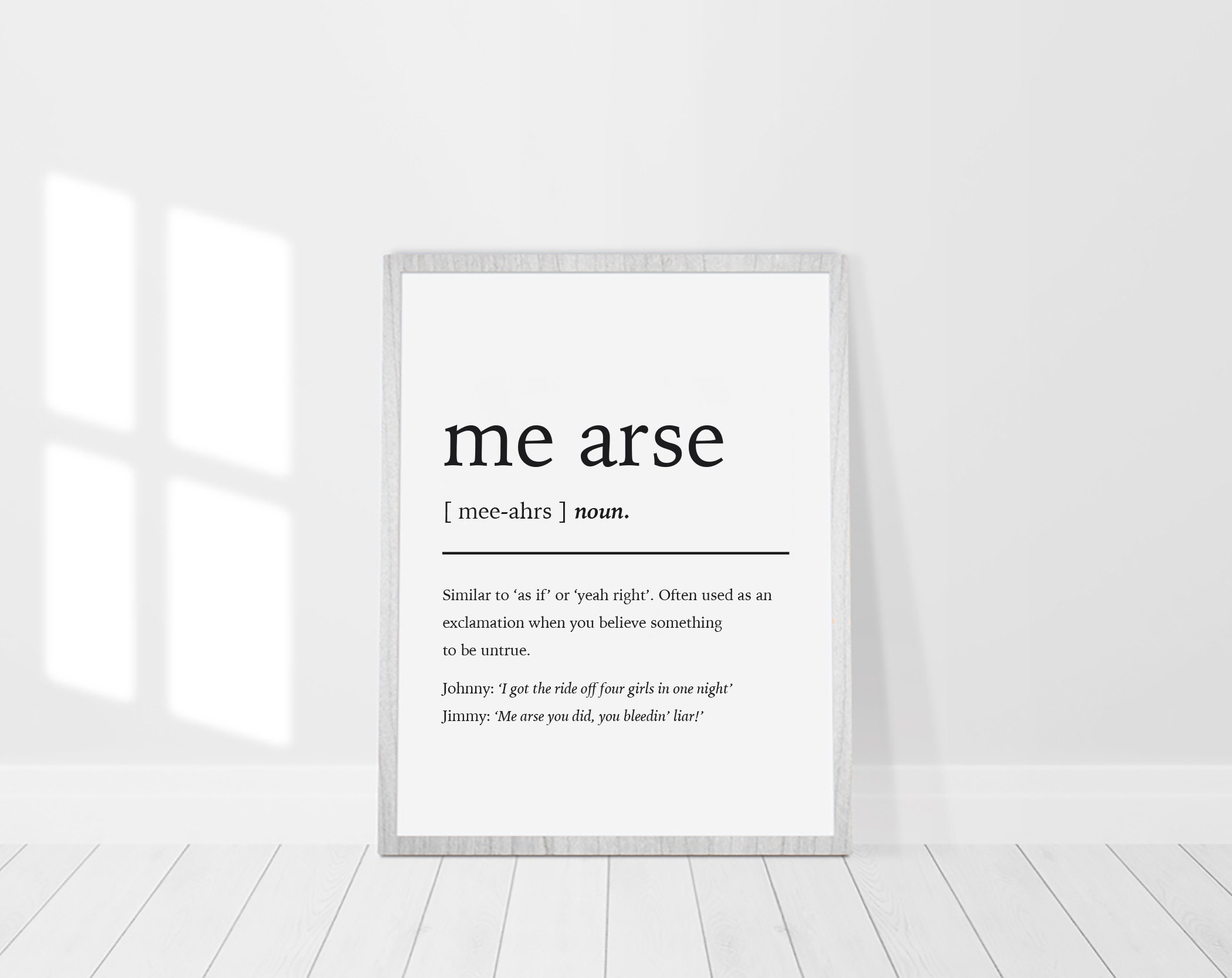 Printable Me Arse Definition Print / Norn Iron / Irish Slang - Etsy España