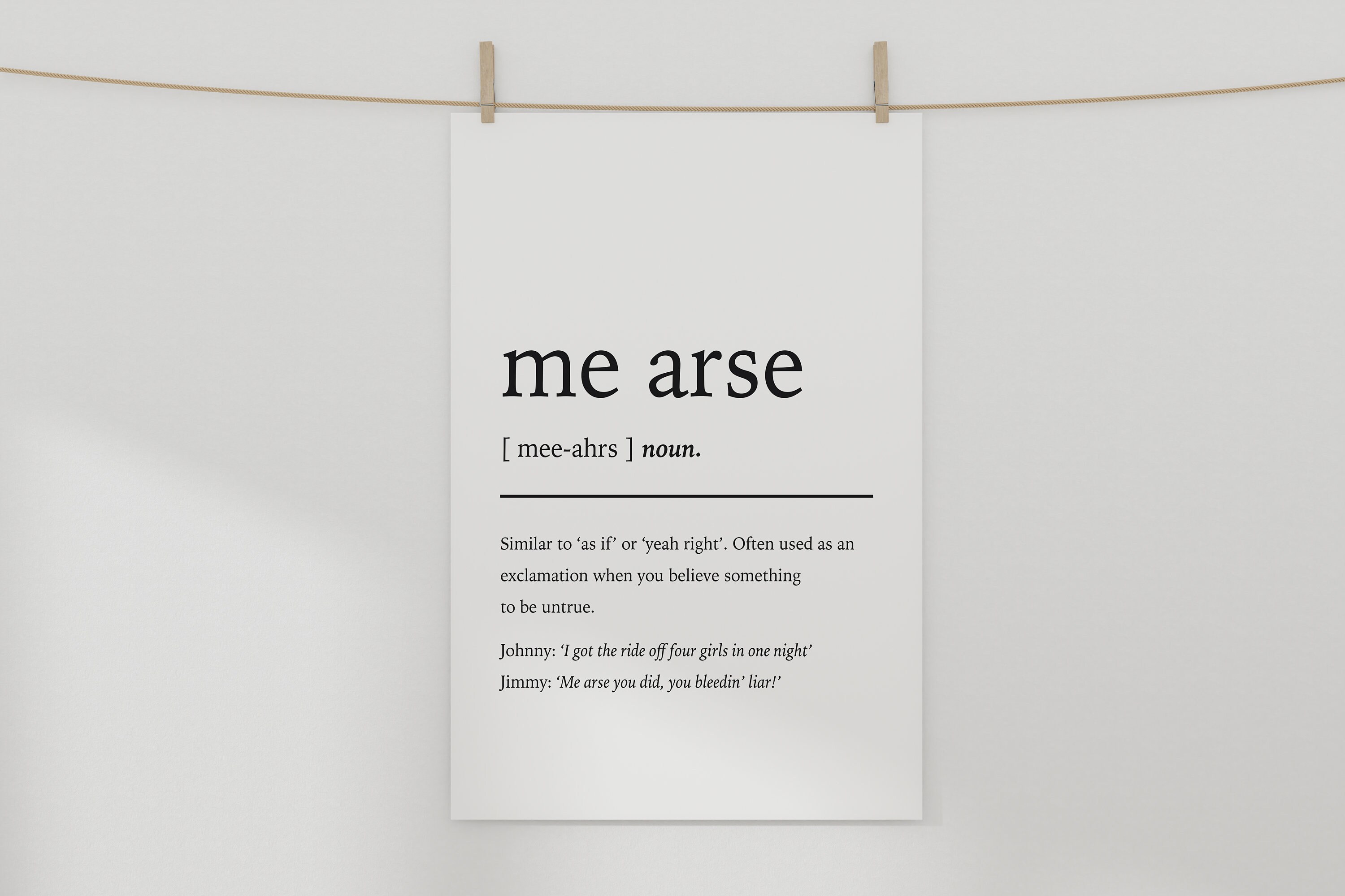 Printable Me Arse Definition Print / Norn Iron / Irish Slang | Etsy