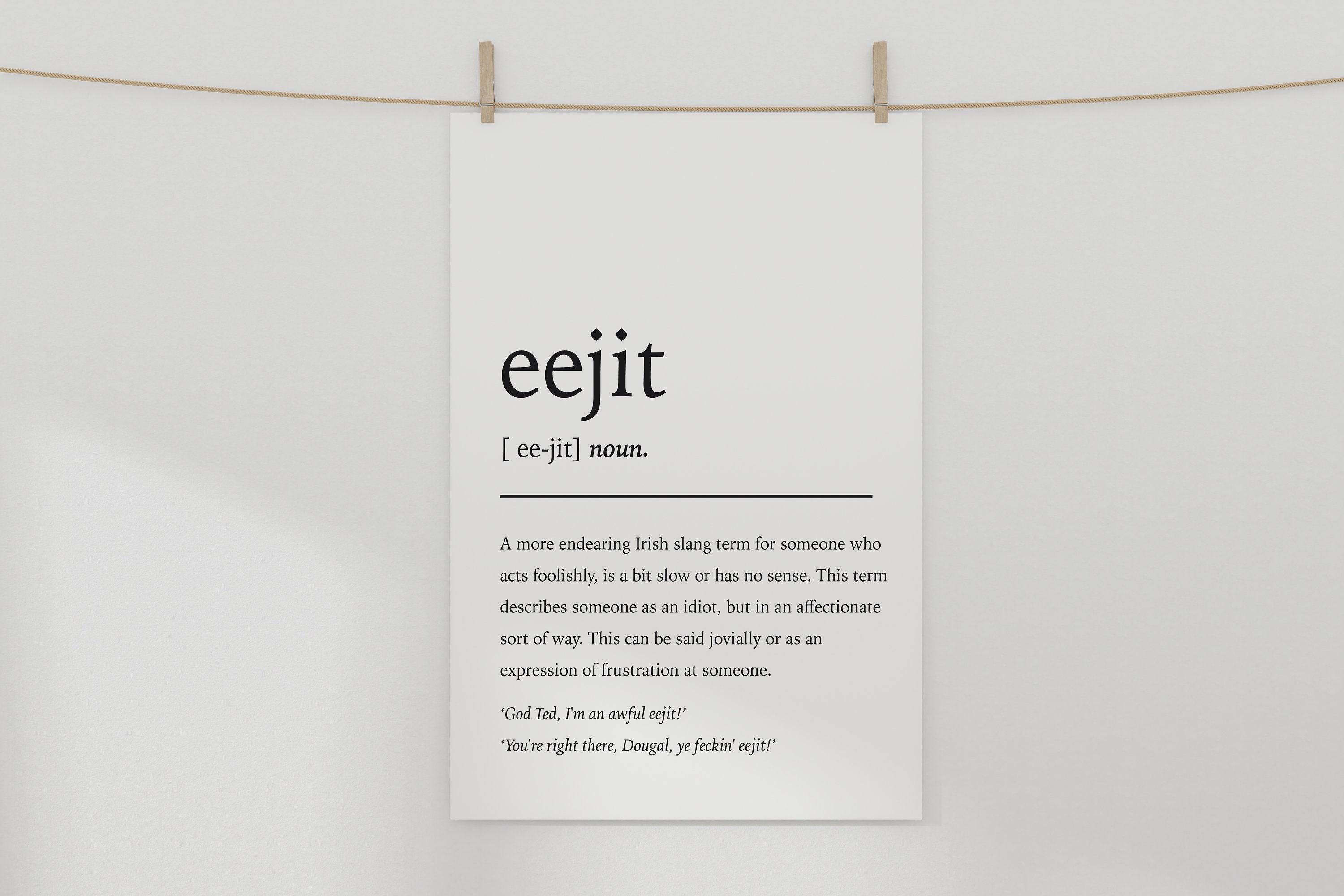Printable Eejit Definition Print Norn Iron / Irish Slang - Etsy Canada