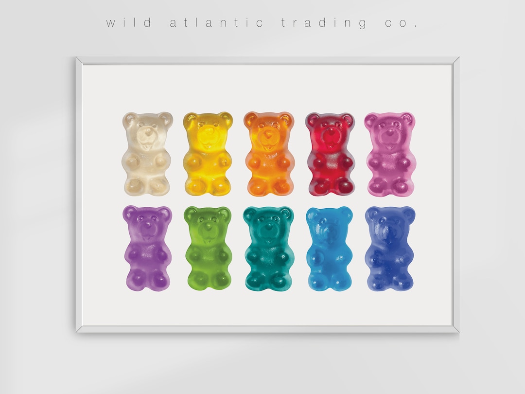 Printable Rainbow Gummy Bears Print | Gummy Bear Poster, Candy Poster ...