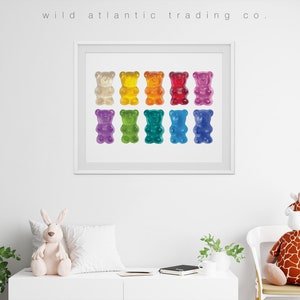 Printable Rainbow Gummy Bears Print | Gummy Bear Poster, Candy Poster ...