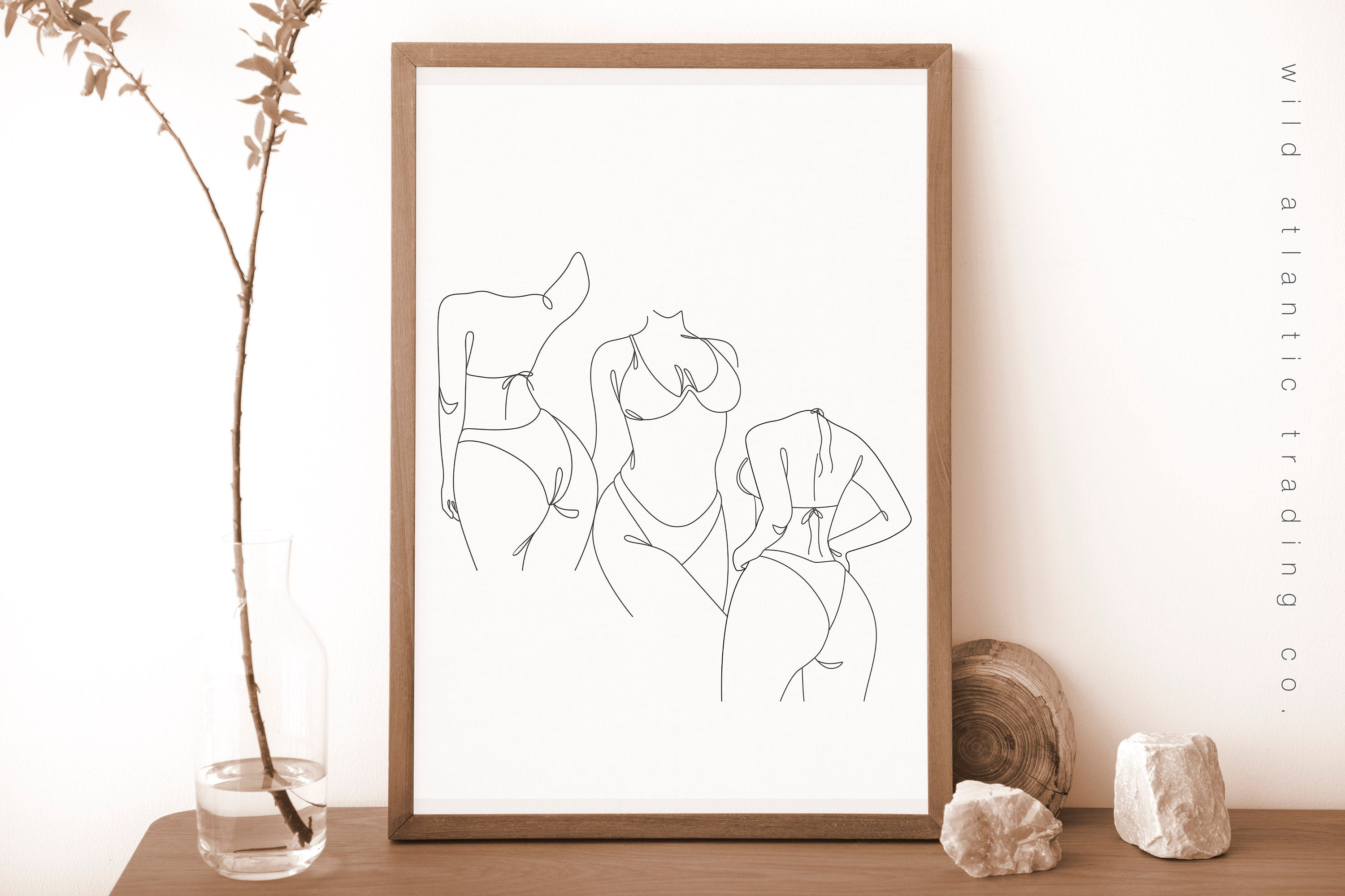 Printable Beach Bums Line Art Woman Body Print Minimal Woman - Etsy
