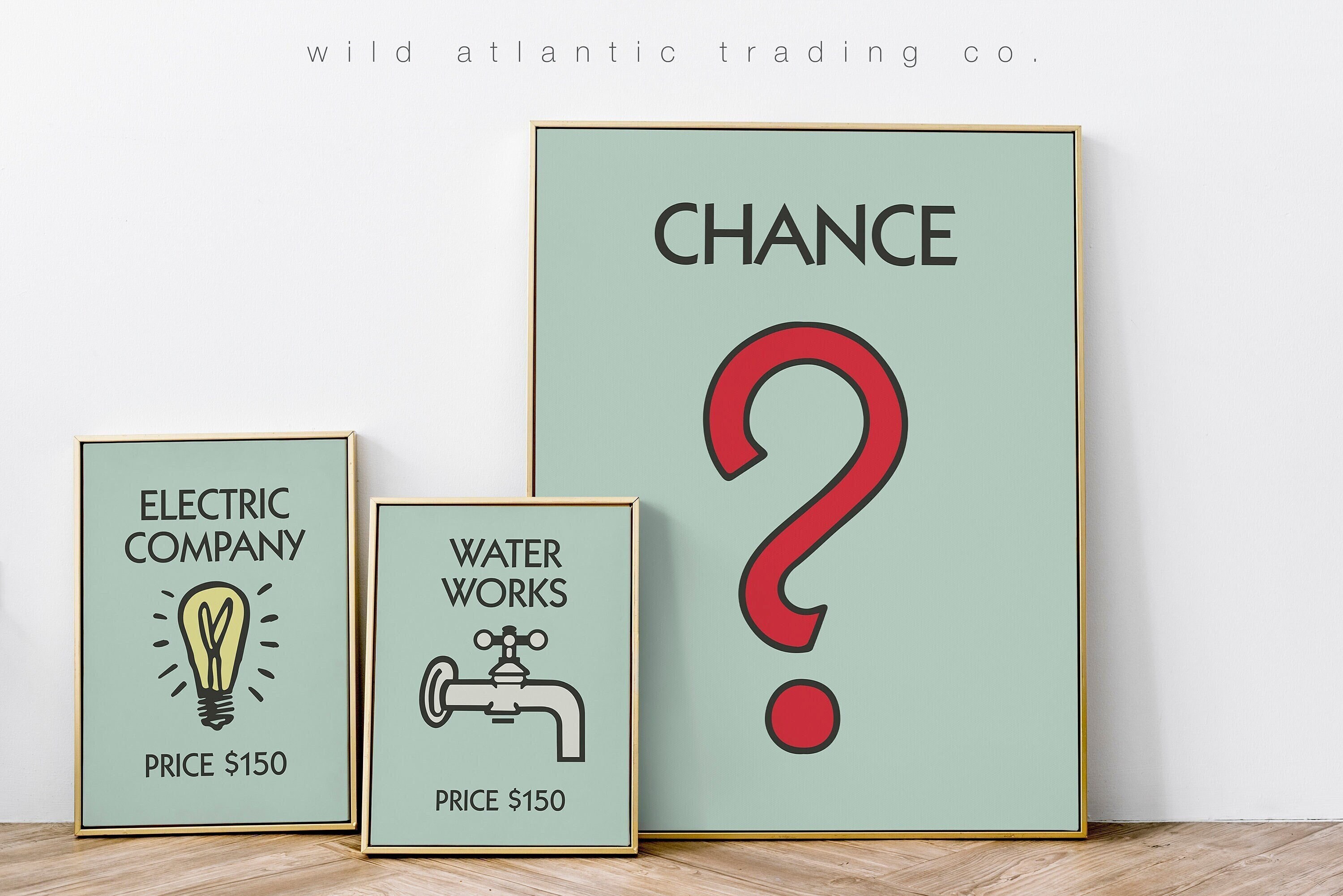 Printable Monopoly Inspired 3 Pack Bundle Water Works, Chance, Electric ...