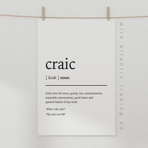 Printable Craic Definition Print Norn Iron / Irish Slang, Sayings Print ...