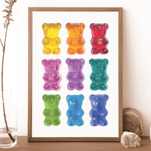Printable Rainbow Gummy Bears Print | Gummy Bear Poster, Candy Poster ...
