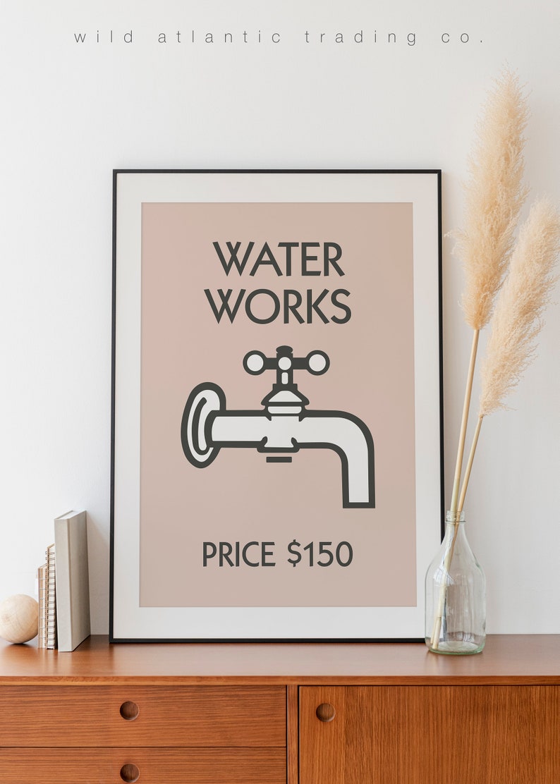 Printable Monopoly Inspired Water Works Retro Print Dollar in - Etsy