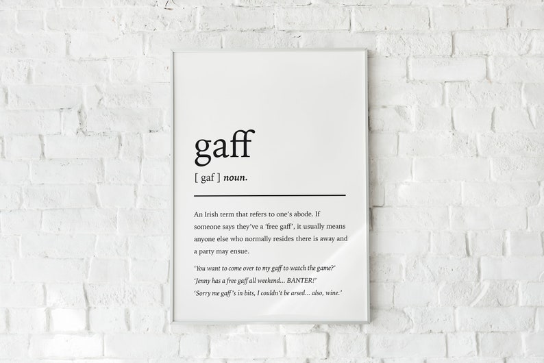 Printable Gaff Definition Print Norn Iron / Irish Slang - Etsy UK