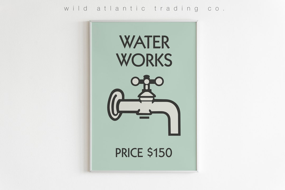 Printable Monopoly Inspired Water Works Retro Print Dollar in Original ...
