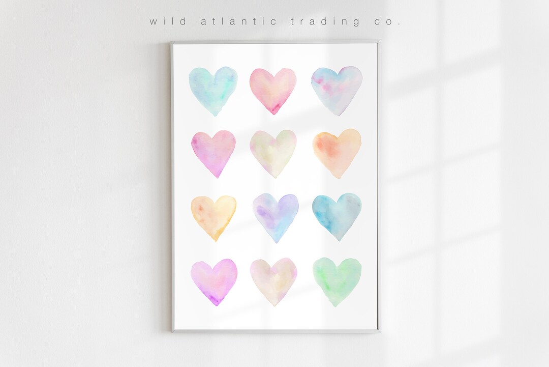 Printable Watercolour Hearts | Digital Download | Poster, Printable ...