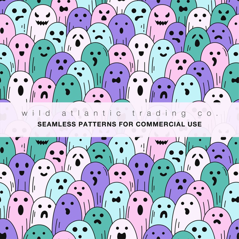 Printable Spooky Ghost Seamless Pattern 3 Pack for - Etsy