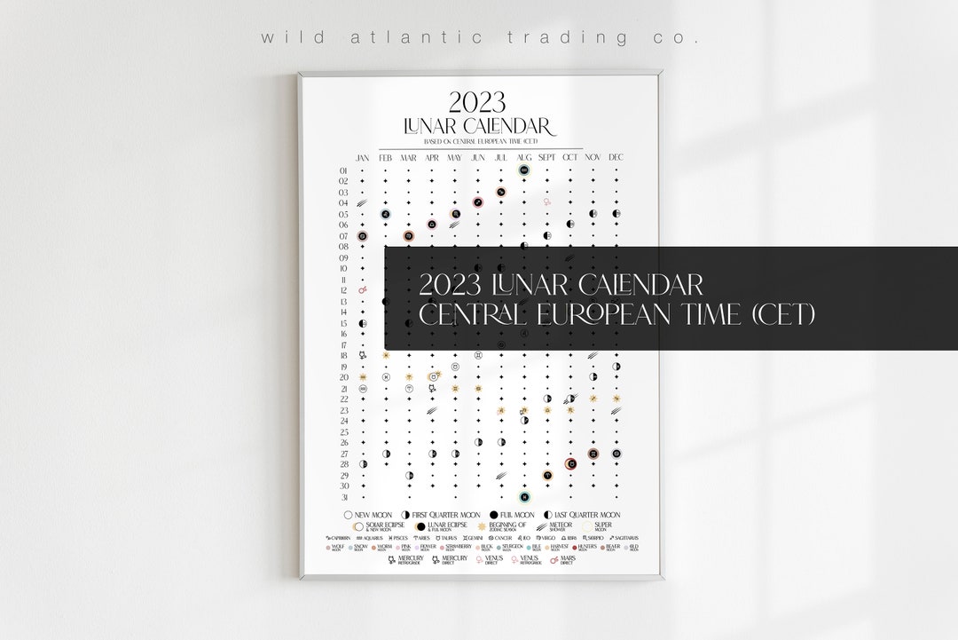 Printable 2023 Central European Time Lunar Calendar | CET Time | 2023 ...