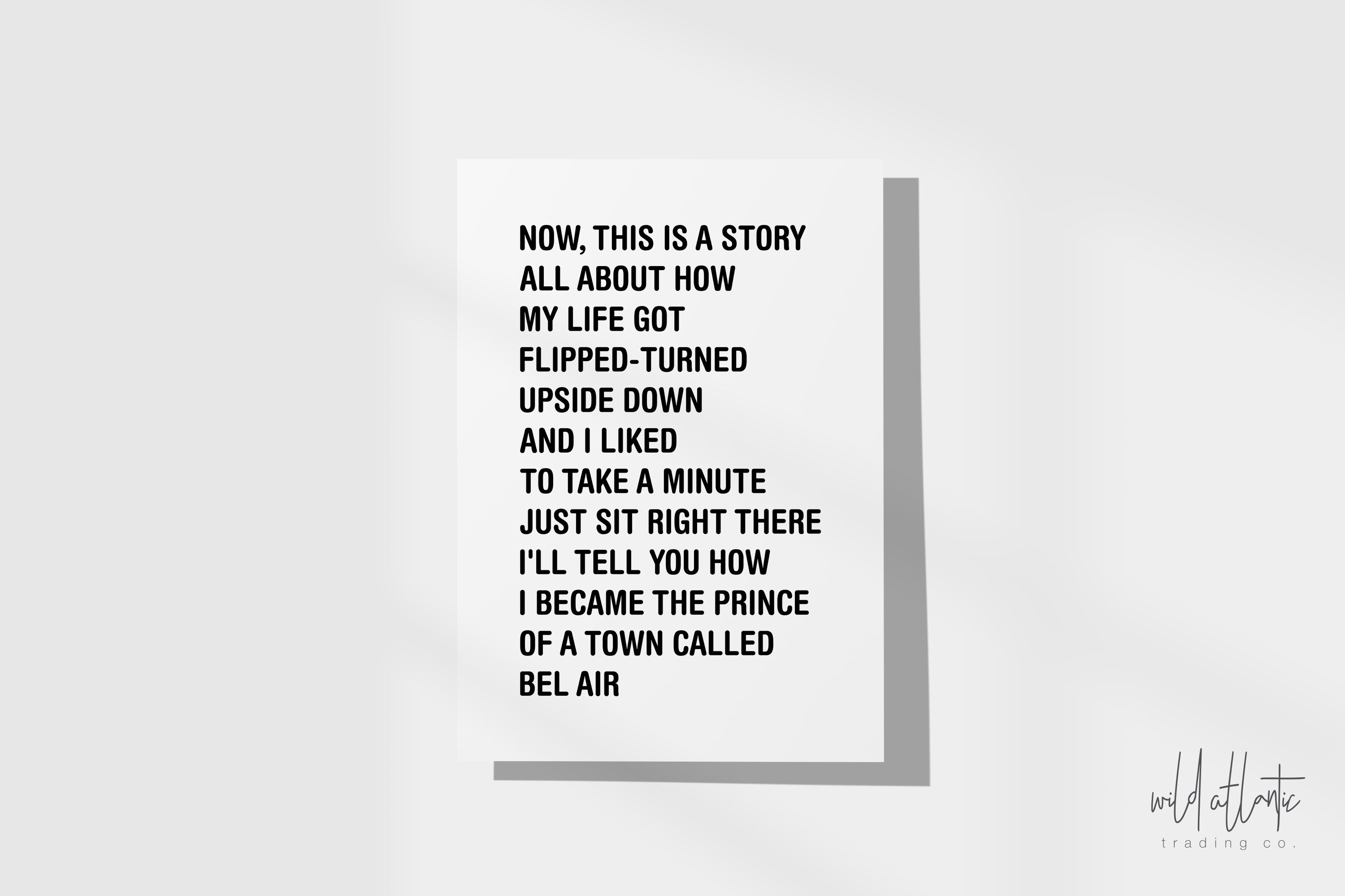 Printable Fresh Prince of Bel Air Rap Song Lyrics Print Wall | Etsy