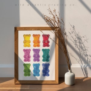 Printable Rainbow Gummy Bears Print | Gummy Bear Poster, Candy Poster ...