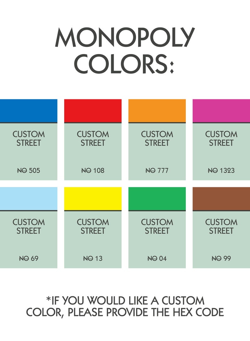 Printable Personalized Monopoly Street Name & Number Print - Etsy