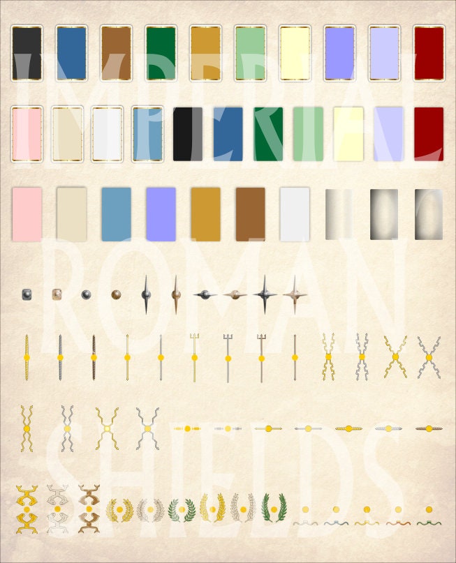 Rectangle Imperial Roman Shields for Game Counter and Miniature Shields ...