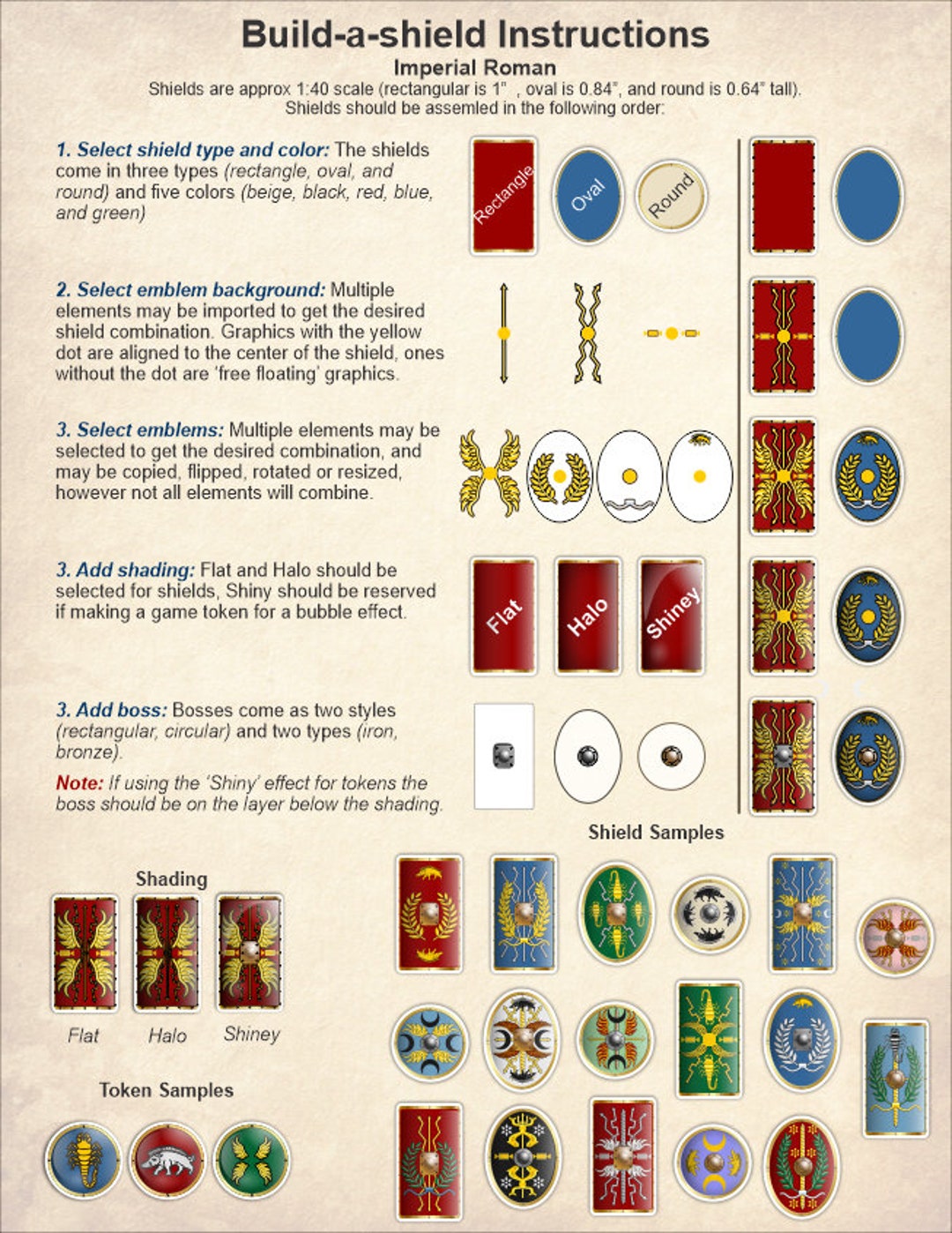 Rectangle Imperial Roman Shields for Game Counter and Miniature Shields ...