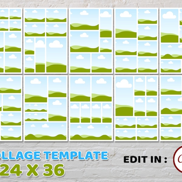 24x36 Photo Collage Template - Etsy