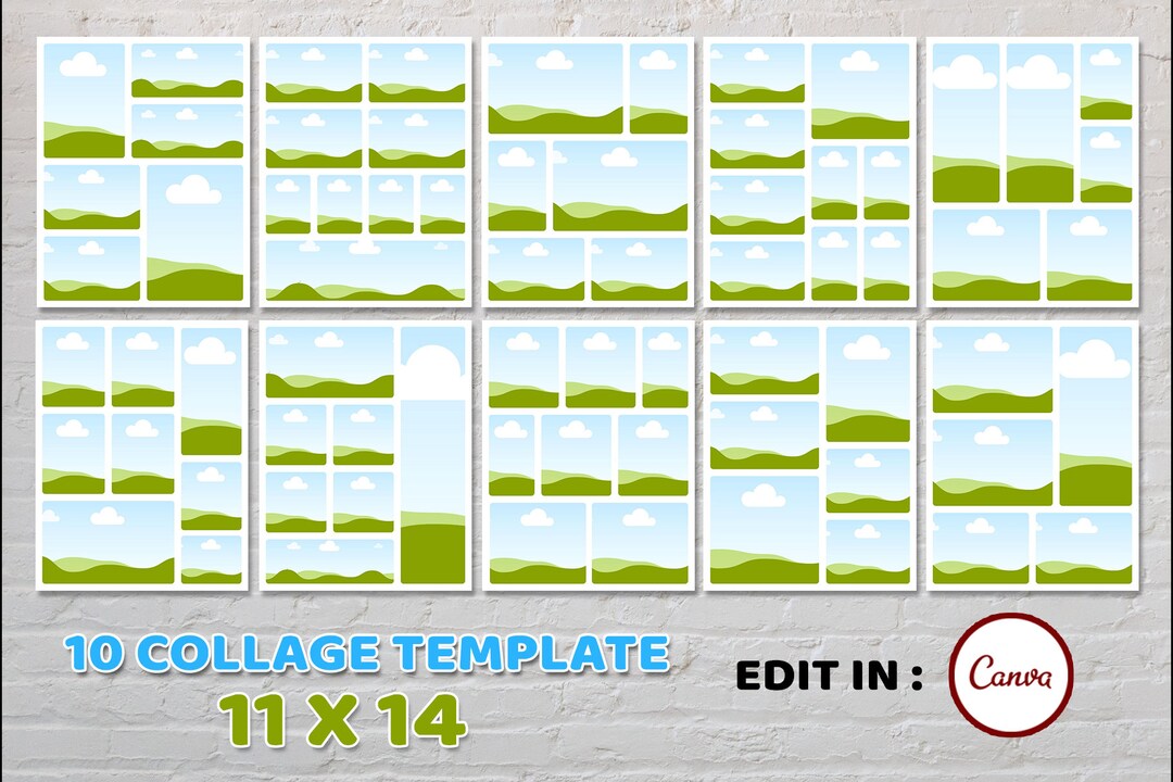11x14 Photo Templates Pack.photo Collage Template. Photo Grid. - Etsy