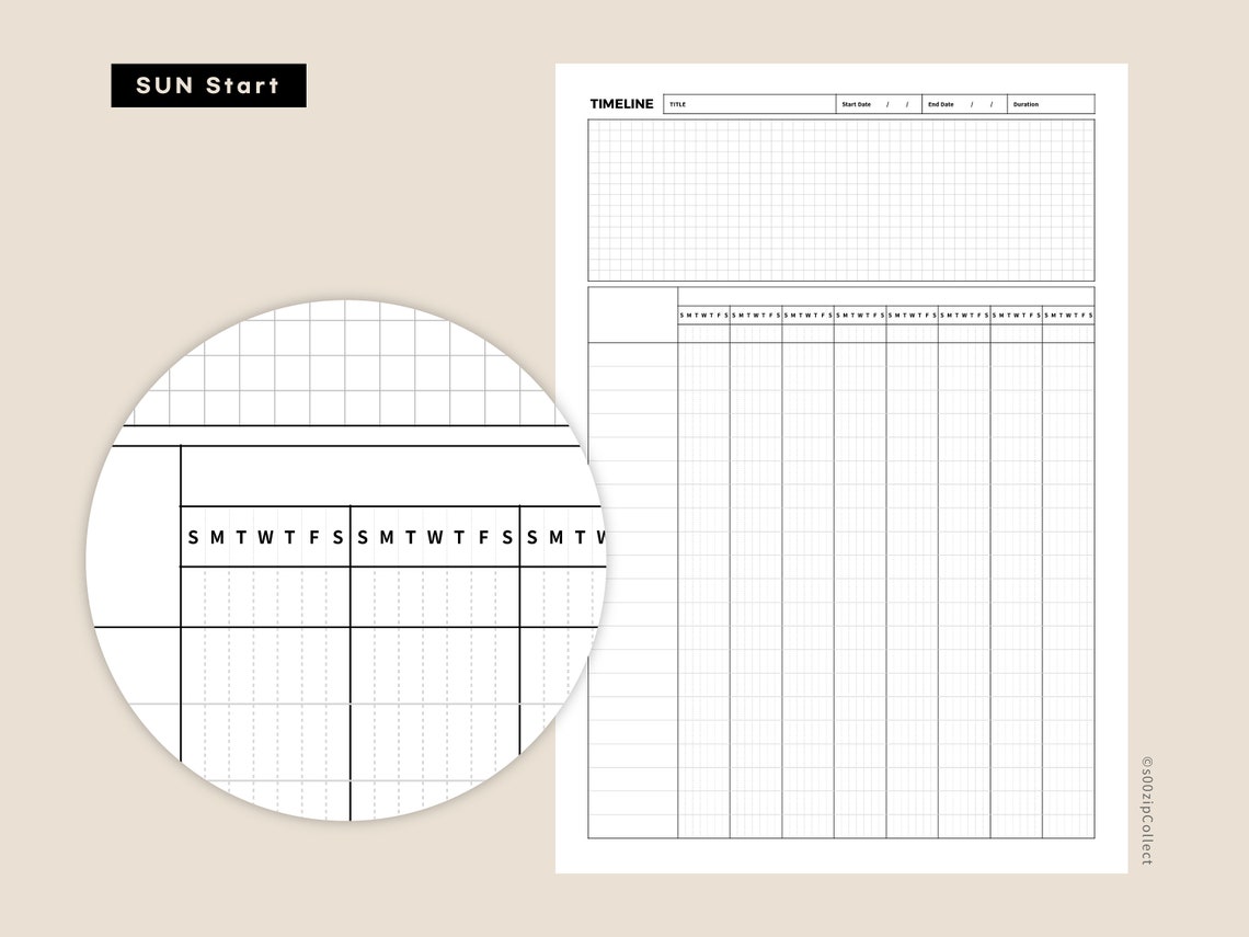 Timeline Chart for 8 Weeks - A4 Sized | Project Planner, Project ...
