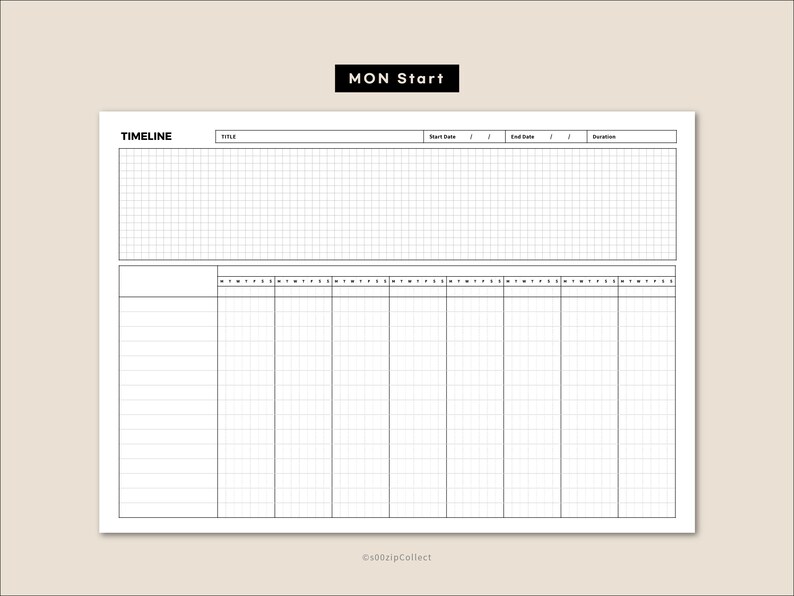 Timeline Chart for 8 Weeks - Vertical A4 Sized | Project Planner ...