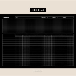 Timeline Chart for 8 Weeks - Vertical A4 Sized | Black Background ...